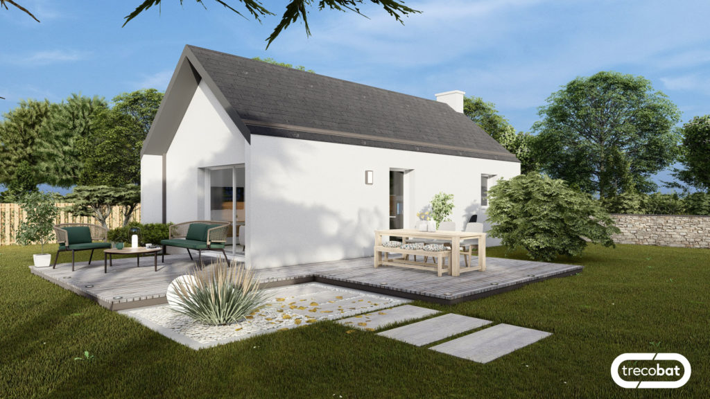 Plan petite maison 1 chambre avec toiture ardoisée | Trecobat